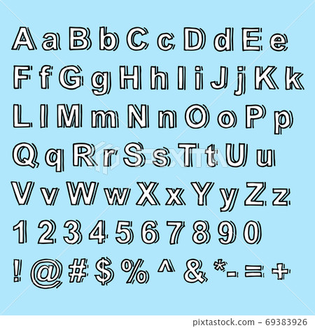 Hand drawn doodle font.Set of sketch... - Stock Illustration [69383926 ...