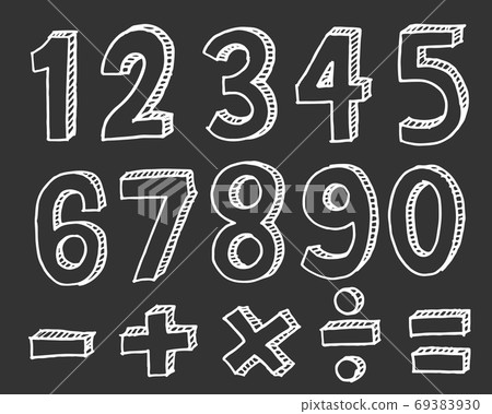 Hand drawn numbers. doodle numbers for... - Stock Illustration ...