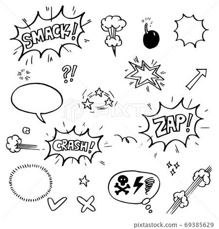 set of hand drawn comic elements. vector doodle... - Stock Illustration ...