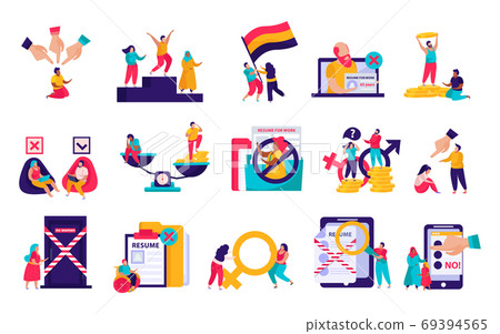 Discrimination Flat Icons Set -插圖素材 [69394565] - PIXTA圖庫