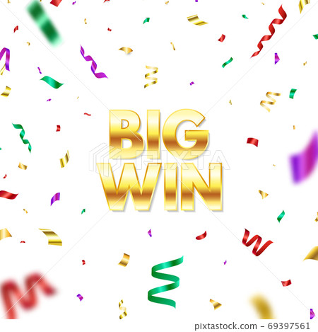 Big win golden glitter text with color falling... - Stock Illustration ...