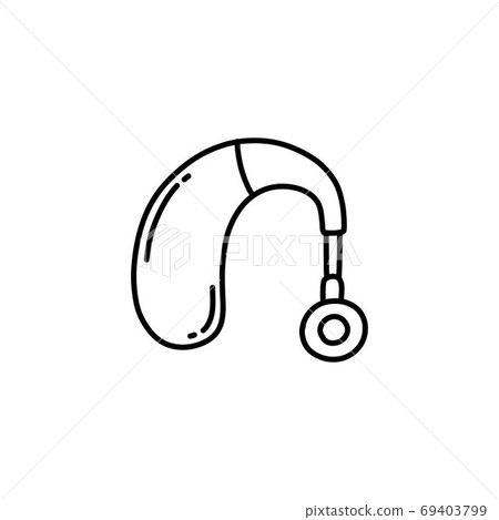 hearing aid doodle icon, vector line illustration - Stock Illustration ...
