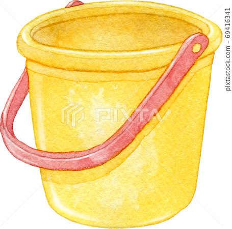 Yellow bucket with red handle - Stock Illustration [69416341] - PIXTA