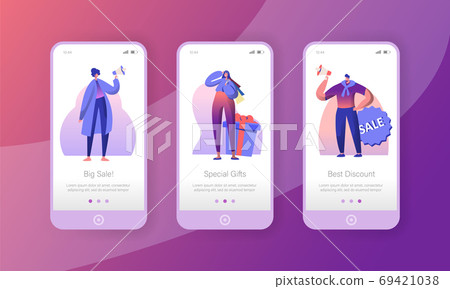 Sale Promotion Marketing Character Mobile App Page - Stock Illustration ...