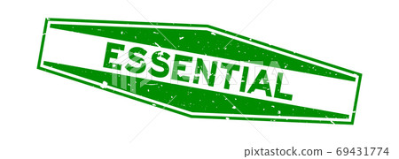Grunge green essential word hexagon rubber seal... - Stock Illustration [69431774] - PIXTA