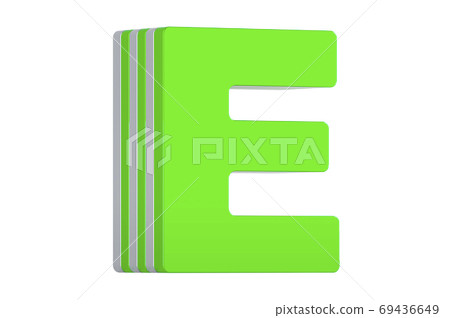 Green Letter E, layered font. 3D rendering - Stock Illustration ...