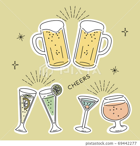 Illustration toast with cocktail and beer - Stock Illustration ...