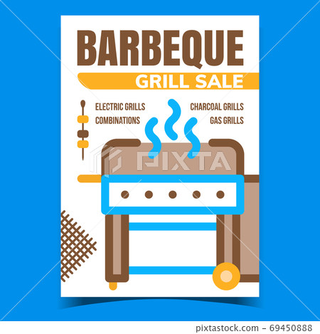 Barbeque Grill Sale Advertising Poster Vector - Stock Illustration ...