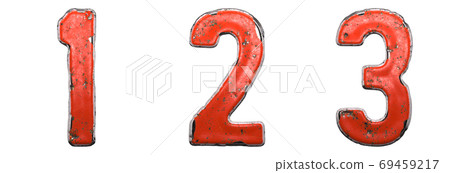 Set of numbers 1, 2, 3 made of red painted... - Stock Illustration ...