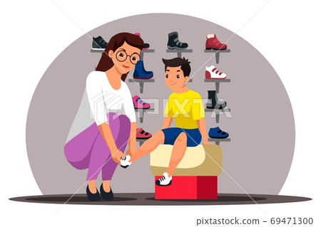 Vector character illustration of shoe store scene-插圖素材 [69471300] - PIXTA圖庫