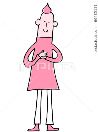 A man who puts his hand on his chest, a... - Stock Illustration ...