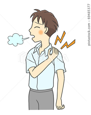 A young man who seems to have a bad shoulder - Stock Illustration ...