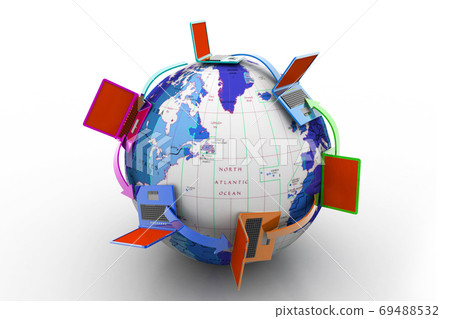 Computer network around the world - Stock Illustration [69488532] - PIXTA