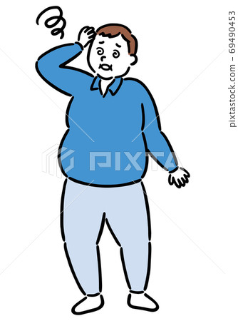 Fat obese man (salaryman) dizziness, dizziness - Stock Illustration ...