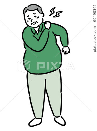 Fat obese uncle (salaryman) stiff shoulders,... - Stock Illustration ...