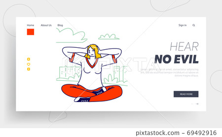 Female Refuse to Listen Landing Page Template.... - Stock Illustration ...