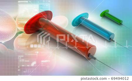3d rendering of a syringe in abstract background - Stock Illustration ...