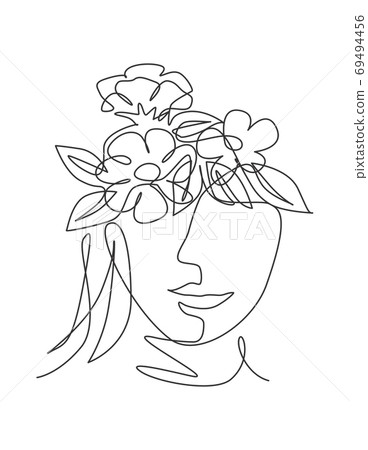 Single continuous line drawing nature portrait... - Stock Illustration ...