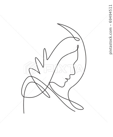 One single line drawing woman beauty abstract... - Stock Illustration ...