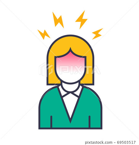 icon girl is having a headache. Flat vector... - Stock Illustration ...
