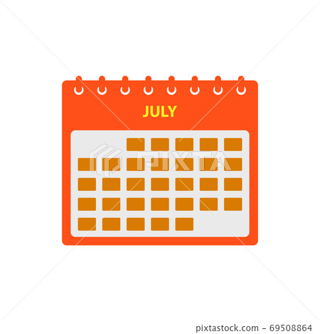 July Calendar Icon Set. Flat style vector EPS. - Stock Illustration ...
