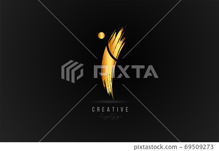 I alphabet letter icon logo in gold or golden... - Stock Illustration ...