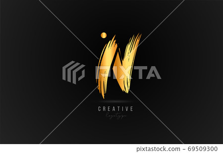 N alphabet letter icon logo in gold or golden... - Stock Illustration ...