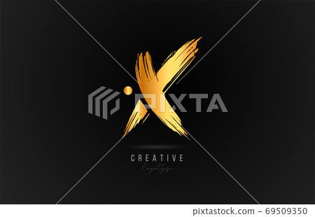 X alphabet letter icon logo in gold or golden...-插圖素材 [69509350] - PIXTA圖庫