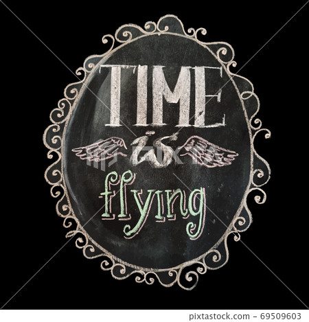 Chalk lettering, Time is flying, vector... - Stock Illustration ...