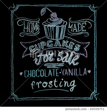 Chalk lettering, Cupcakes for sale, vector... - Stock Illustration ...