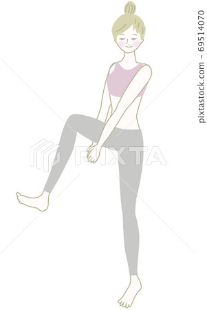 A woman stretching her thighs and clapping her... - Stock Illustration ...