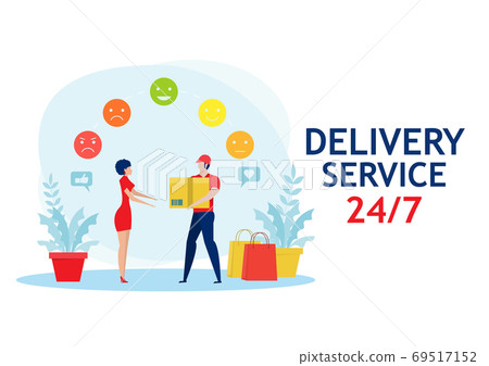 businessman delivery service with feedback... - Stock Illustration ...