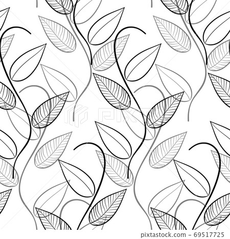 Seamless pattern of hand-painted leaf Line... - Stock Illustration ...