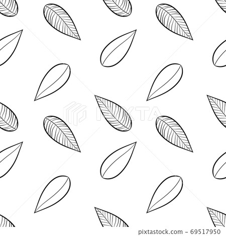 Seamless pattern of hand-painted leaf Line... - Stock Illustration ...