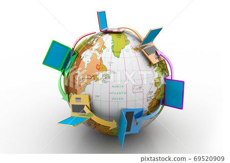 Computer network around the world-插圖素材 [69520909] - PIXTA圖庫