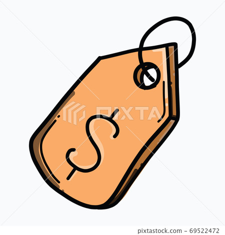 Money tag color vector icon. Drawing sketch... - Stock Illustration ...