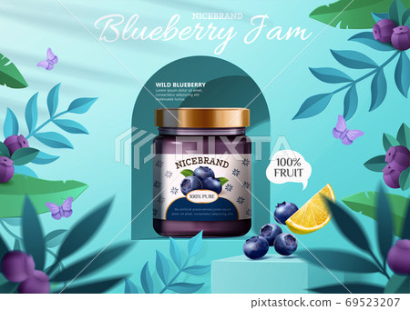 Blueberry jam ad banner - Stock Illustration [69523207] - PIXTA