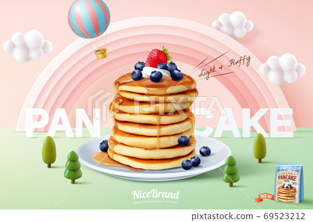 Fluffy pancake ad template - Stock Illustration [69523212] - PIXTA
