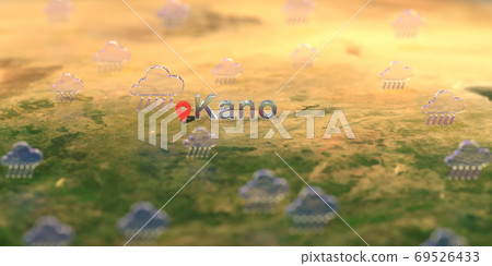 Kano city and rainy weather icon on the map,... - Stock Illustration ...