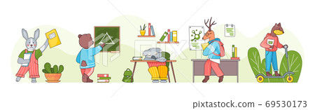 Illustration of animals in a classroom.... - Stock Illustration ...
