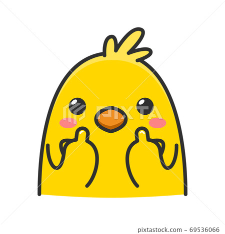 yellow chicken with middle finger. Isolated... - Stock Illustration ...