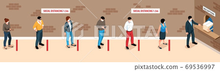 Queue Isometric Illustration - Stock Illustration [69536997] - PIXTA