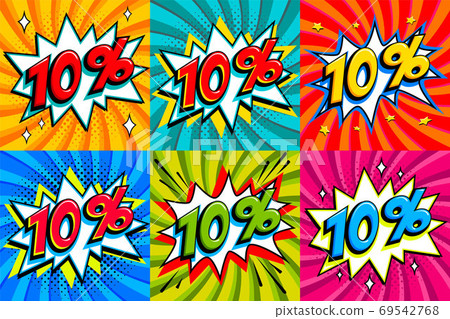 Sale set. Sale Ten percent 10% off tags on a... - Stock Illustration ...