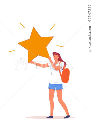 Happy woman give star isolated on white background - Stock Illustration ...