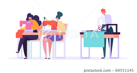 Sewing Clothes Character Flat. Seamstress - Stock Illustration ...