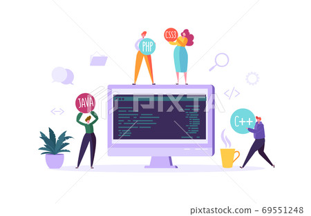 Software Web Page Programming Concept. Programmer - Stock Illustration ...