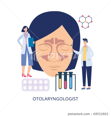 Otolaryngologist medical examination banner... - Stock Illustration [69552601] - PIXTA