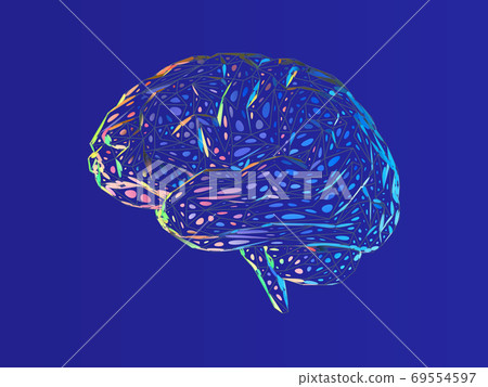 Colorful dot brain style isolated on blue BG - Stock Illustration ...