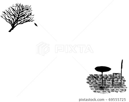 Table and tree background illustration... - Stock Illustration ...