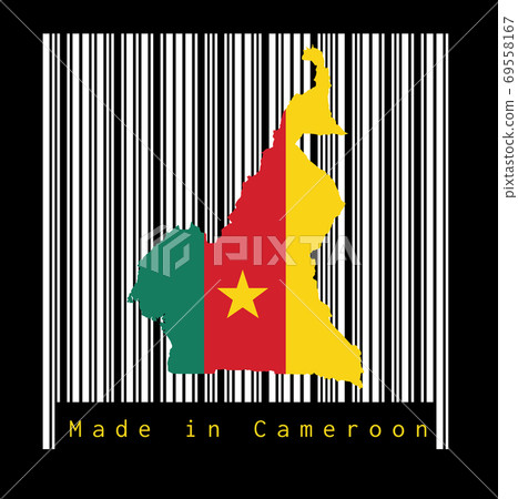 Map outline and flag of Cameroon on white... - Stock Illustration ...